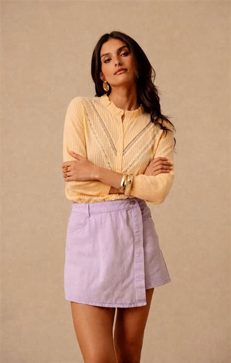 Pearl Yellow And Pink Stripe Blouse Adara