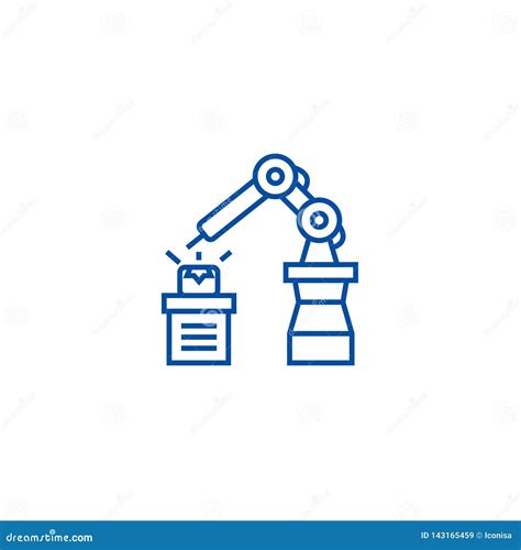 Industrial Automation Line Icon Concept Industrial Automation Flat Vector Symbol Sign Outline