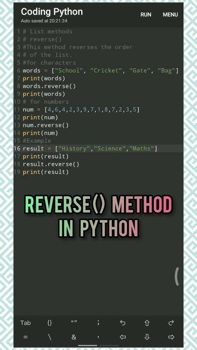 Reverse Method Learn Python🐍 Easly By Shorts Part42 Day42 Coding Programming Python