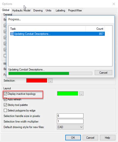 OpenFlows Water Infrastructure Updating Conduit Descriptions Dialogue When Clicked On