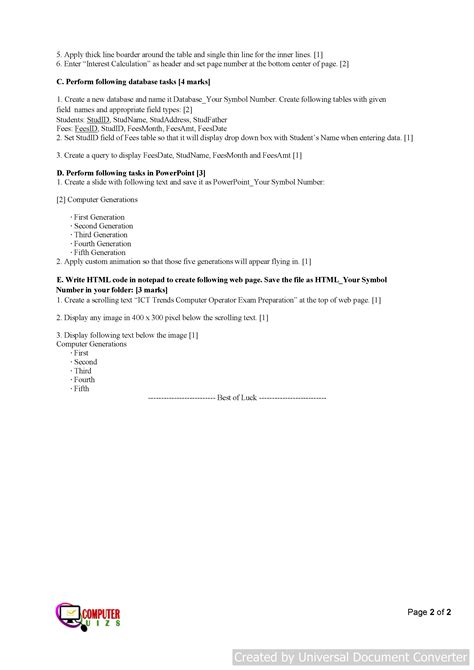 Computer Practical Test Questions Pdf For All Psc Exam