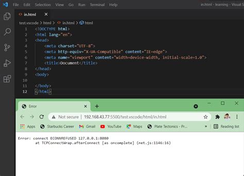 Rookie Stuck At Live Server Browser Error Htmlcss Code With Mosh Forum