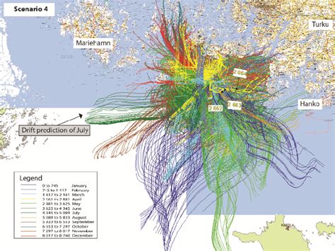 Oil Spill Drift Predictions For Scenario Id 4 The Trajectories Are Download Scientific Diagram