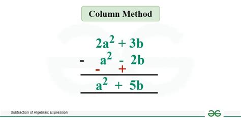 Subtraction Of Algebraic Expressions Geeksforgeeks