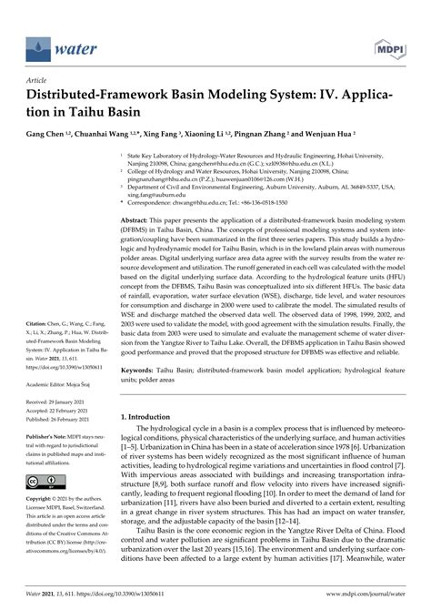 Pdf Distributed Framework Basin Modeling System Iv Application In Taihu Basin