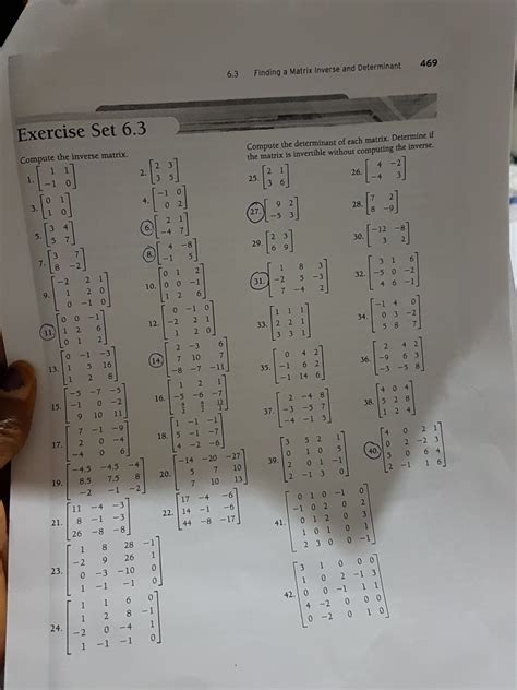 Solved 63 Finding A Matrix Inverse And Determinant 469
