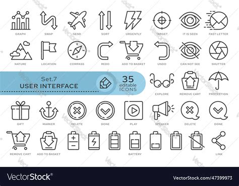 set icons user interface 07 royalty free vector image