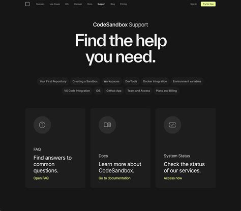 Codesandbox Support Page Section Hero Hero Section Design Design