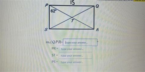Given Rectangle Pqrs With Diagonal Qs 18 Find The Missing Measures To Find Ps Use The