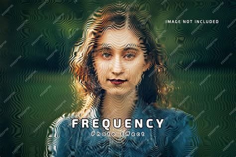 Premium Psd Frequency Circular Wave Glitch Photo Effect Mockup Template