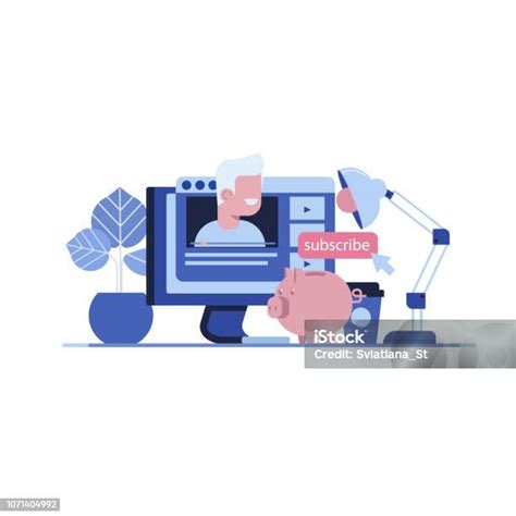 벡터 Vlog 작성자 개념 평면 스타일 그림입니다 개념에 대한 스톡 벡터 아트 및 기타 이미지 개념 디자인 마케팅 Istock