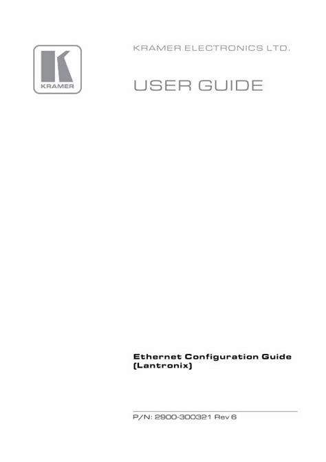 PDF Ethernet Configuration Guide Connecting To The Kramer Device Via The Ethernet Port