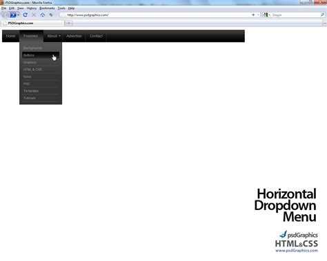 Black Horizontal Html And Css Dropdown Menu Psdgraphics Pertaining To Drop Down Menu Html