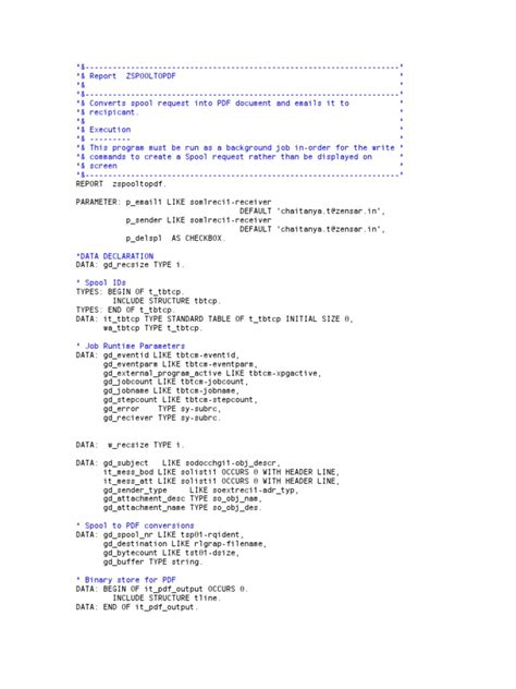 Report Zspooltopdf Email Pdf Parameter Computer Programming