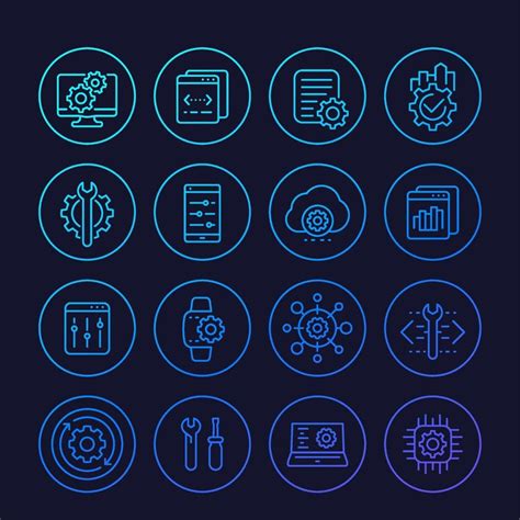 Development Configuration Service Api Settings Line Icons Set 3062707 Vector Art At Vecteezy