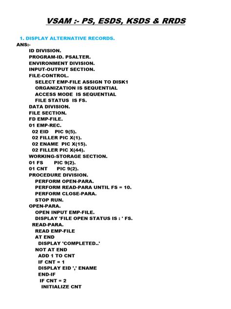 Vsam Ps Esds Ksds And Rrds Lab Pdf Computer Engineering Computer
