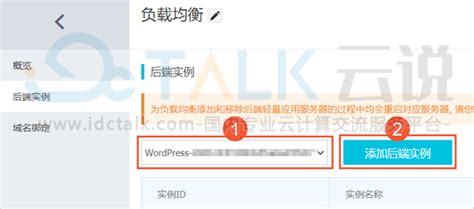 阿里云轻量应用服务器添加后端实例 Idctalk云说