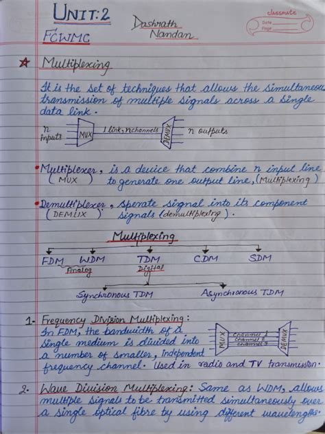 Dashrath Nandan Fcwmc Unit 2 Notes Pdf Multiplexing Electronics