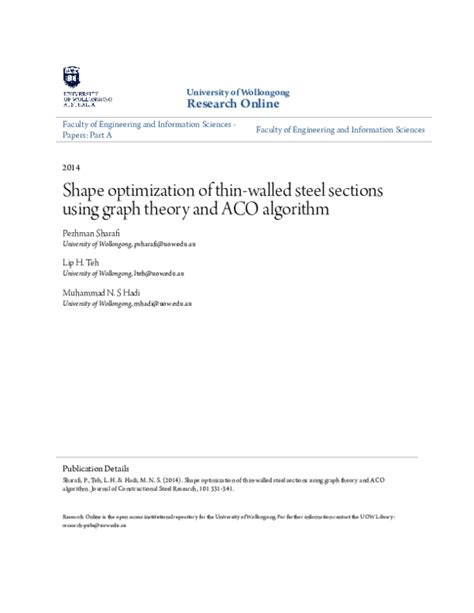 Pdf Shape Optimization Of Thin Walled Steel Sections Using Graph Theory And Aco Algorithm