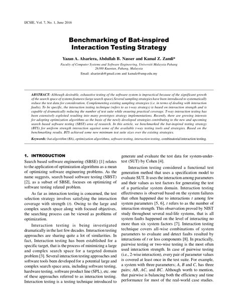 Pdf Benchmarking Of Bat Inspired Interaction Testing Strategy