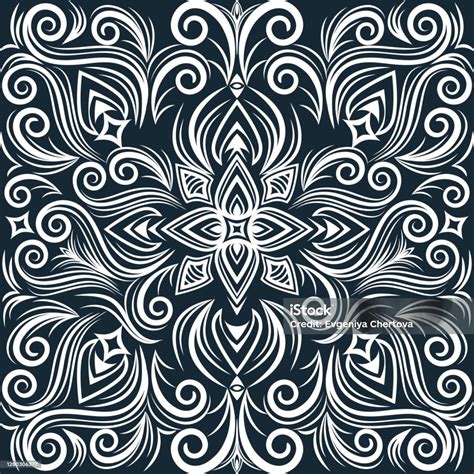 벡터 추상 흑백 장식 곡선은 꽃과 곱슬 머리 라인 민족 드로잉과 원활한 패턴을 소용돌이 패브릭 디자인 벽지 포장 인쇄 프레임 장식용 빈티지 트레이스 0명에 대한 스톡 벡터