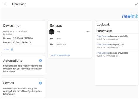 Reolink Doorbell Entities Missing In Ha Third Party Integrations Home Assistant Community