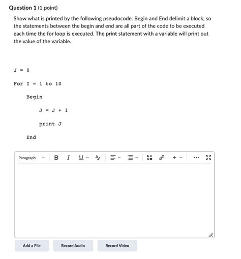 Solved Show What Is Printed By The Following Pseudocode