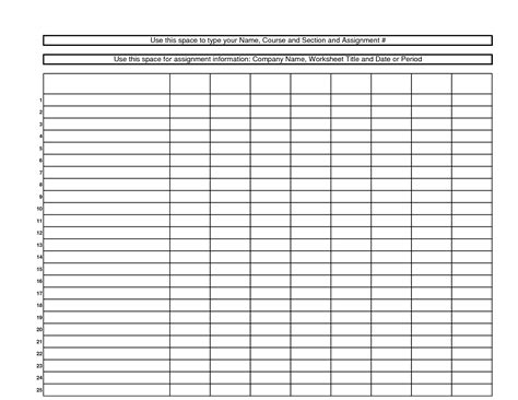 Blank10columnworksheettemplate Clever House Ideas Pinterest