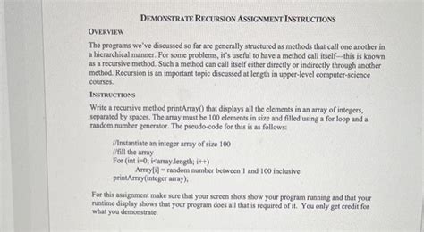 Solved Demonstrate Recursion Assignment Instructions