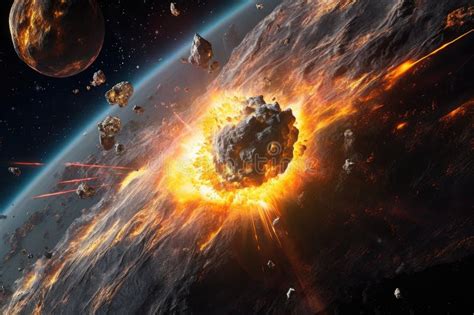 A Dynamic Asteroid Collision In Outer Space Stock Illustration Illustration Of Meteor