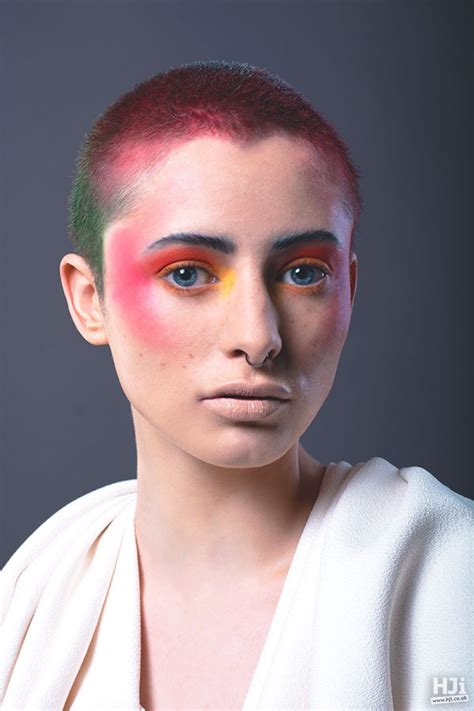 Cropped Hairstyle With Splashes Of Bright Red And Green