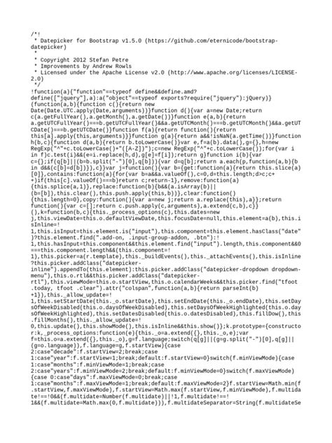 Bootstrap Datepickermin Pdf Function Mathematics Computer Programming