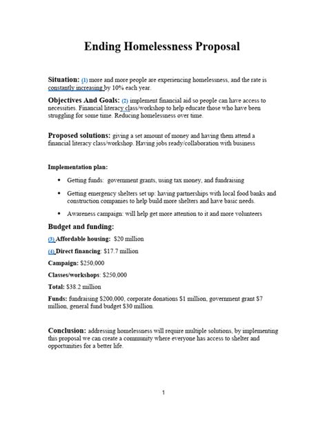 Ending Homelessness Proposal Pdf