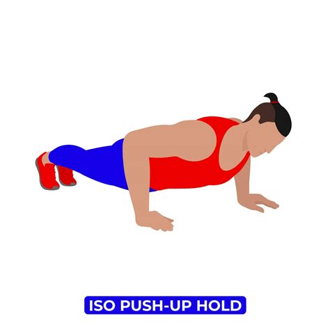Vector Man Doing Iso Push Up Hold Bodyweight Fitness Chest Static