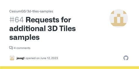 Requests For Additional 3d Tiles Samples · Issue 64 · Cesiumgs3d Tiles Samples · Github