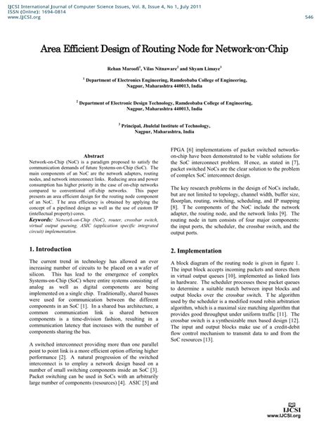 Pdf Area Efficient Design Of Routing Node For Network On Chip