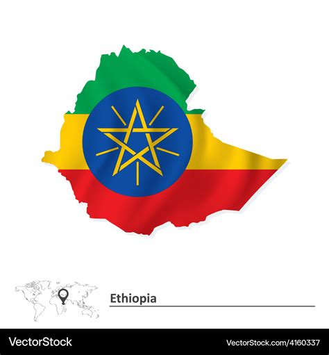 Map Of Ethiopia With Flag Royalty Free Vector Image
