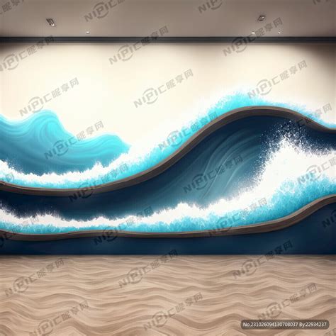 Ai创作图横向波浪展示文化墙 昵图网