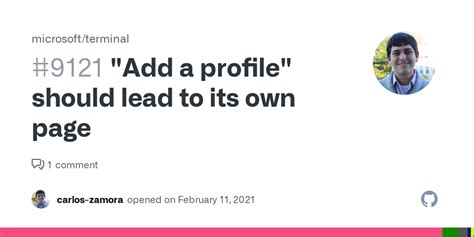 Add A Profile Should Lead To Its Own Page · Issue 9121 · Microsoftterminal · Github