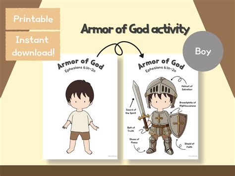 Armor Of God Printable Cutout Activity Ephesians 61020 Bible