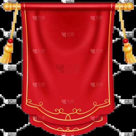 装饰通用插画红色中式旗帜锦旗元素素材素材 花瓣网