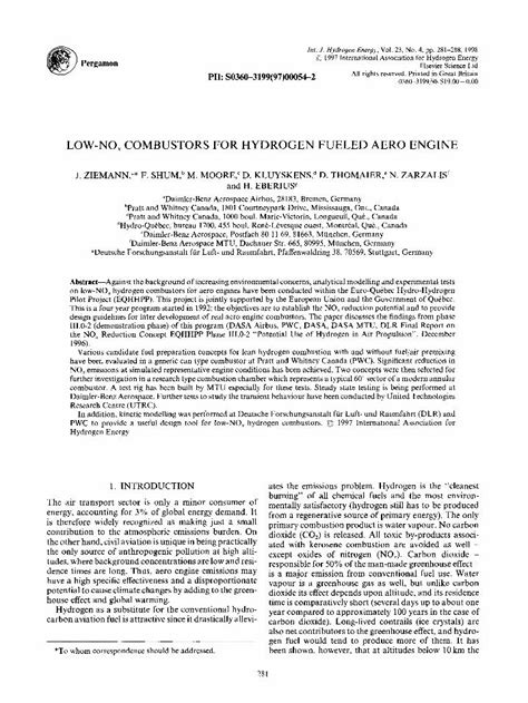 Pdf Low Nox Combustors For Hydrogen Fueled Aero Engine Dokumentips
