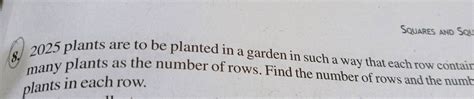 Squares And Sou Plants Are To Be Planted In A Garden In Such A Way