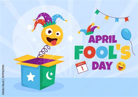 Happy April Fools Day Celebration Illustration Wearing A Jester Hat
