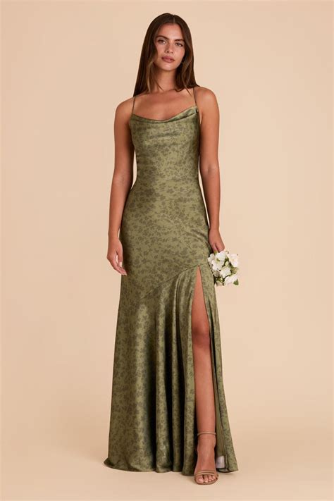 Olivia Bright Martini Dreamy Floral Matte Satin Dress Birdy Grey