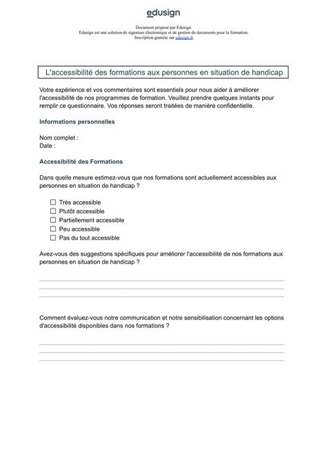 Modèle De Questionnaire Motivation Pour Une Formation Edusign