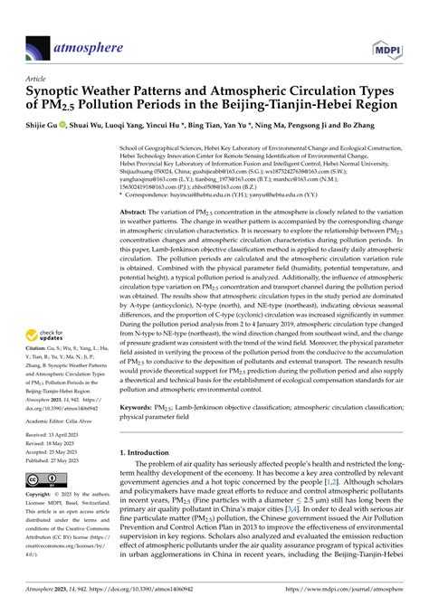 Pdf Synoptic Weather Patterns And Atmospheric Circulation Types Of