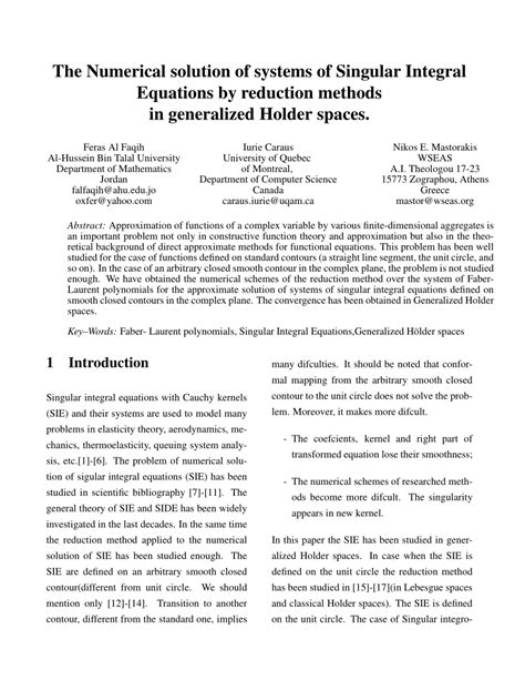 pdf the numerical solution of systems of singular integral equations