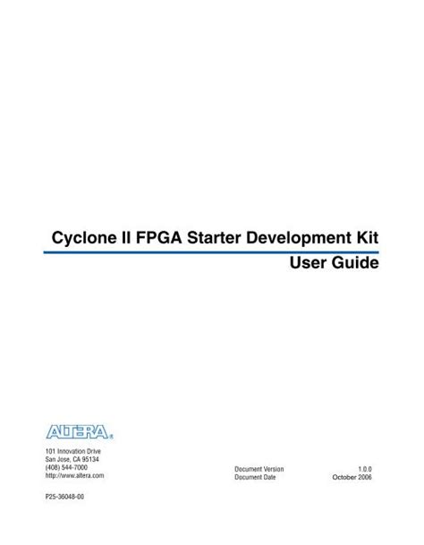Cyclone II FPGA Starter Development Kit User Guide Altera