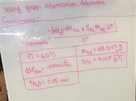 solved using given information determine calorimeter